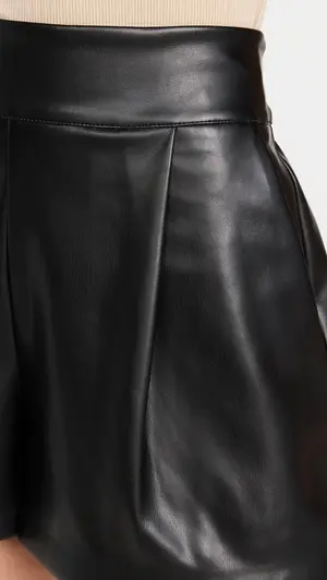 Susana Monaco Faux Leather Pleated Shorts - Black