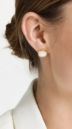 LIZZIE FORTUNATO Bay Stud Earrings In Mother-of-pearl