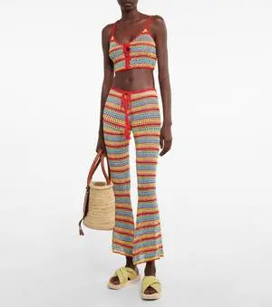 Anna Kosturova Striped Crochet Crop Top - Multicoloured