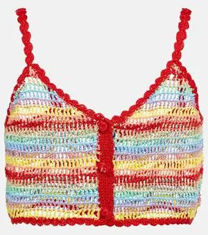 Anna Kosturova Striped Crochet Crop Top - Multicoloured