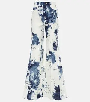 Chloé Tie-dye Flared Linen Pants - Multicoloured