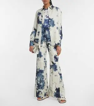 Chloé Tie-dye Flared Linen Pants