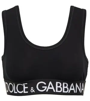 Dolce & Gabbana - Dolce&Gabbana Logo Cotton-blend Sports Bra