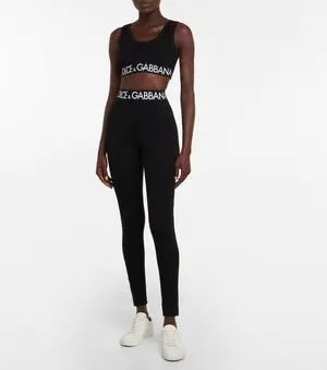 Dolce & Gabbana - Dolce&Gabbana Logo Cotton-blend Sports Bra