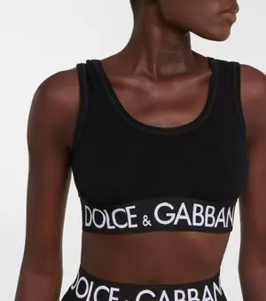 Dolce & Gabbana - Dolce&Gabbana Logo Cotton-blend Sports Bra