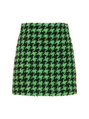 MSGM Macro Wool Tweed Mini Skirt Green,black