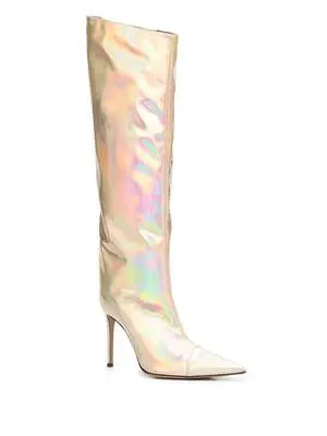 Alexandre Vauthier Pointed-toe Knee-high Boots - Gold