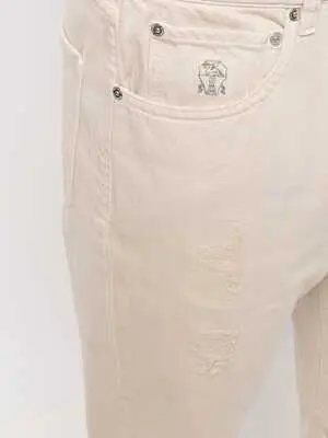 Brunello Cucinelli Logo Print Straight-leg Trousers - Neutrals