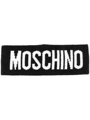 Moschino Logo Wool Scarf - Black