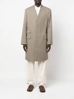 MAISON MARGIELA Herringbone-pattern Collarless Coat - Neutrals
