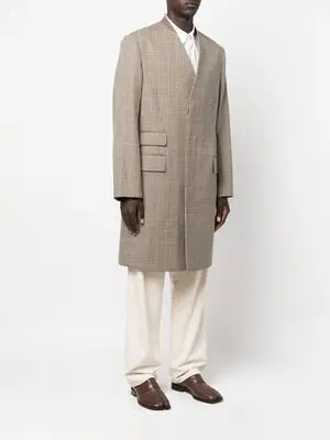 MAISON MARGIELA Herringbone-pattern Collarless Coat - Neutrals