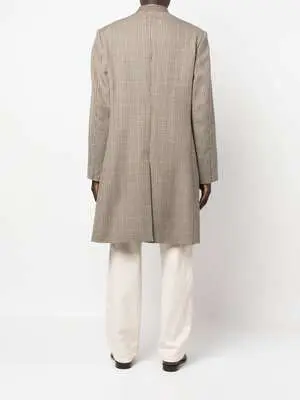 MAISON MARGIELA Herringbone-pattern Collarless Coat - Neutrals