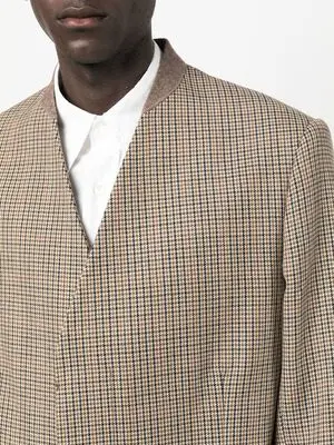 MAISON MARGIELA Herringbone-pattern Collarless Coat - Neutrals