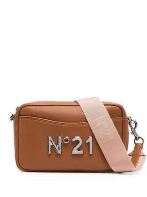 N°21 Logo-plaque Leather Crossbody Bag - Brown