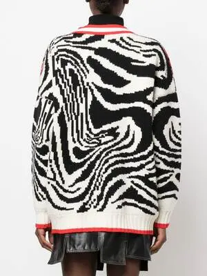 Philosophy Di Lorenzo Serafini Zebra-pattern Virgin Wool Cardigan - Black