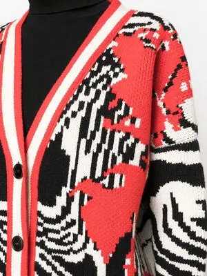 Philosophy Di Lorenzo Serafini Zebra-pattern Virgin Wool Cardigan - Black