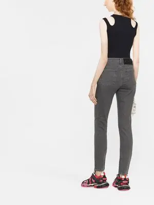 Off-White Slogan-print Cropped Skinny Jeans
