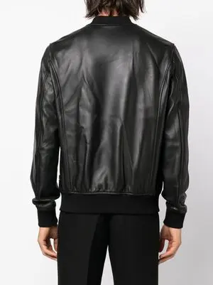 Philipp Plein Logo-patch Leather Bomber Jacket