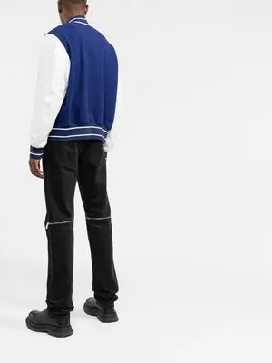 Givenchy Logo-detail Leather-sleeve Varsity Jacket - Blue