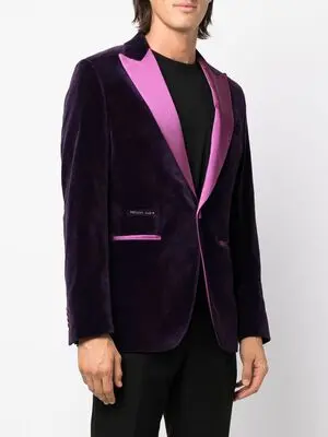 Philipp Plein Single-breasted Velvet Blazer - Purple