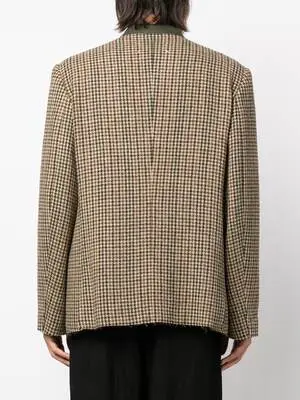 Maison Margiela Houndstooth Wool Blazer In Brown - 30% Off