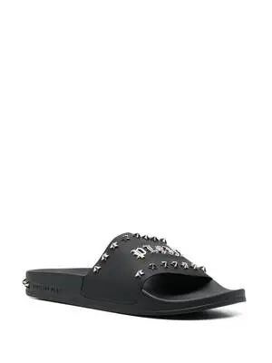 Philipp Plein Gothic Studded Slides - Black
