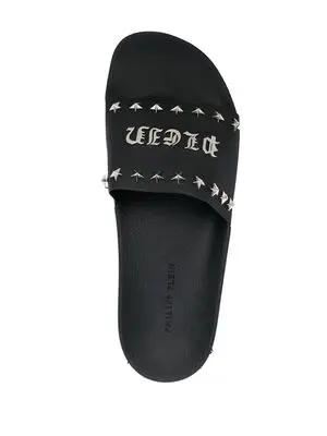 Philipp Plein Gothic Studded Slides - Black