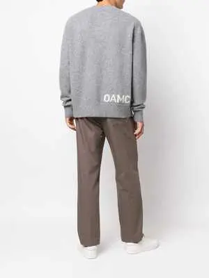 OAMC Intarsia-knit Logo Wool-blend Jumper - Grey