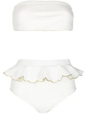Zimmermann Ruffle-detailed Bandeau Bikini - White