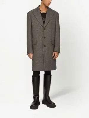 Dolce & Gabbana Herringbone-pattern Single-breasted Coat