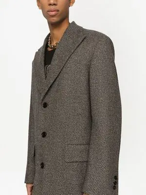 Dolce & Gabbana Herringbone-pattern Single-breasted Coat
