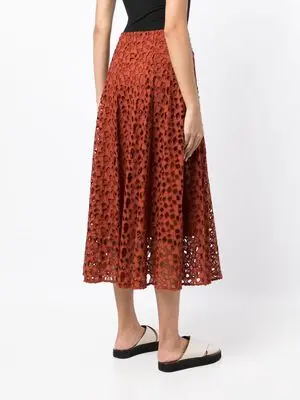 Vince A-line Lace-embroidered Midi Skirt