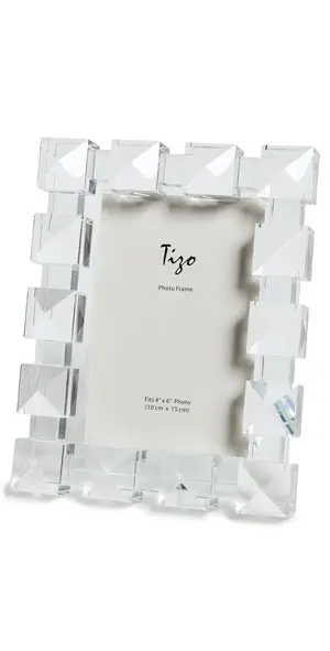 TIZO DESIGN Glass Square Pyramid Photo Frame 4x6 - Clear