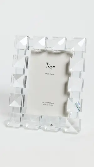 TIZO DESIGN Glass Square Pyramid Photo Frame 4x6