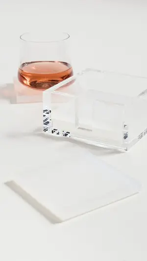 TIZO DESIGN Lucite Coaster Set - Clear/white