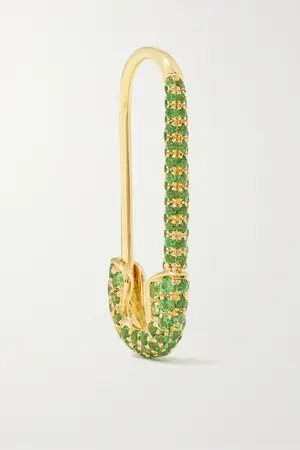 ANITA KO Safety Pin 18-karat Tsavorite Single Earring - Green