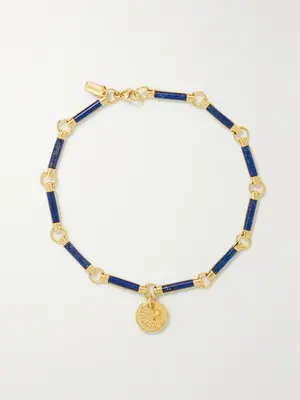 FOUNDRAE Karma 18-karat Lapis Lazuli Charm Anklet - Gold