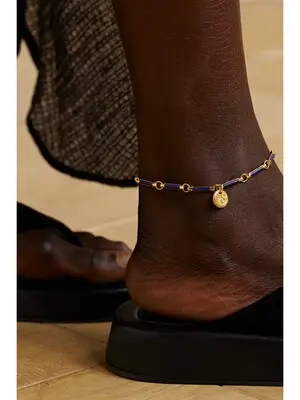 FOUNDRAE Karma 18-karat Lapis Lazuli Charm Anklet