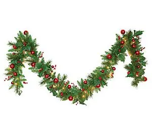 SANTA'S WORKSHOP Sw 10'x9' Garland With Red Balls/berries - One-color