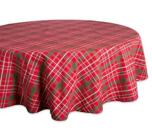 DESIGN IMPORTS Tartan Holiday Plaid Tablecloth Round - One-color