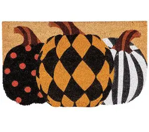 EVERGREEN Pattern Pumpkins Shaped Coir Mat 30' L X 18'w - One-color