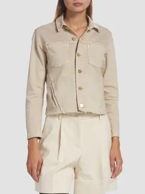 L'Agence Janelle Cotton-blend Denim Jacket - Biscuit