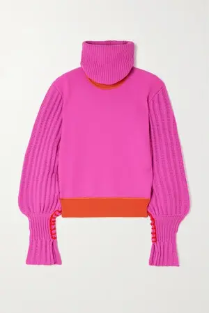 ROKSANDA Diwa Convertible Oversized Two-tone Merino Wool Sweater