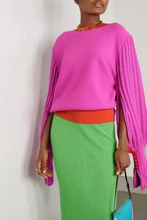 ROKSANDA Diwa Convertible Oversized Two-tone Merino Wool Sweater