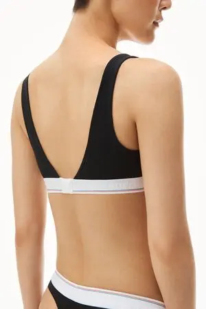 Alexander Wang V-neck Bralette In Ribbed Jersey - Black