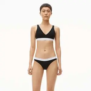 Alexander Wang V-neck Bralette In Ribbed Jersey - Black