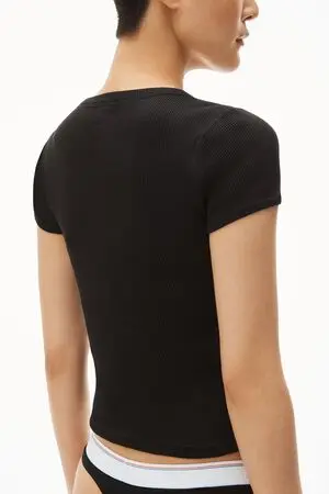 Alexander Wang Scoop Neck Ribbed Cotton Tee