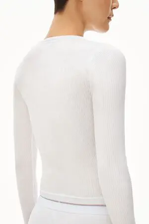 Alexander Wang Long-sleeve Tee In Ribbed Cotton Jersey