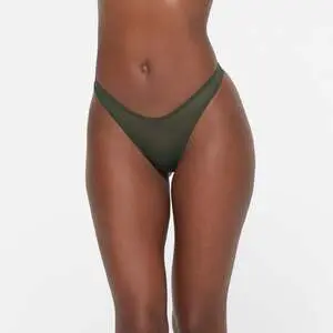 SKIMS Ultra Fine Mesh Thong Forest