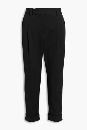 3.1 Phillip Lim Cropped Pleated Crepe Tapered Pants - Black